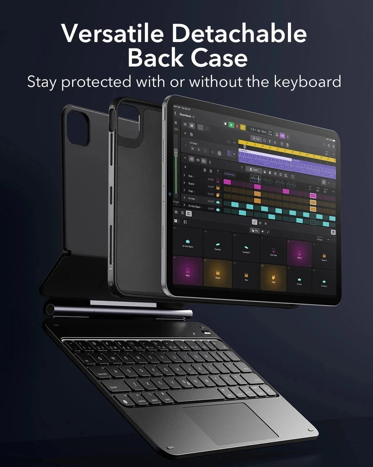 Top iPad Air 11-inch (2025) Case with Rebound Magnetic Keyboard (Black ...