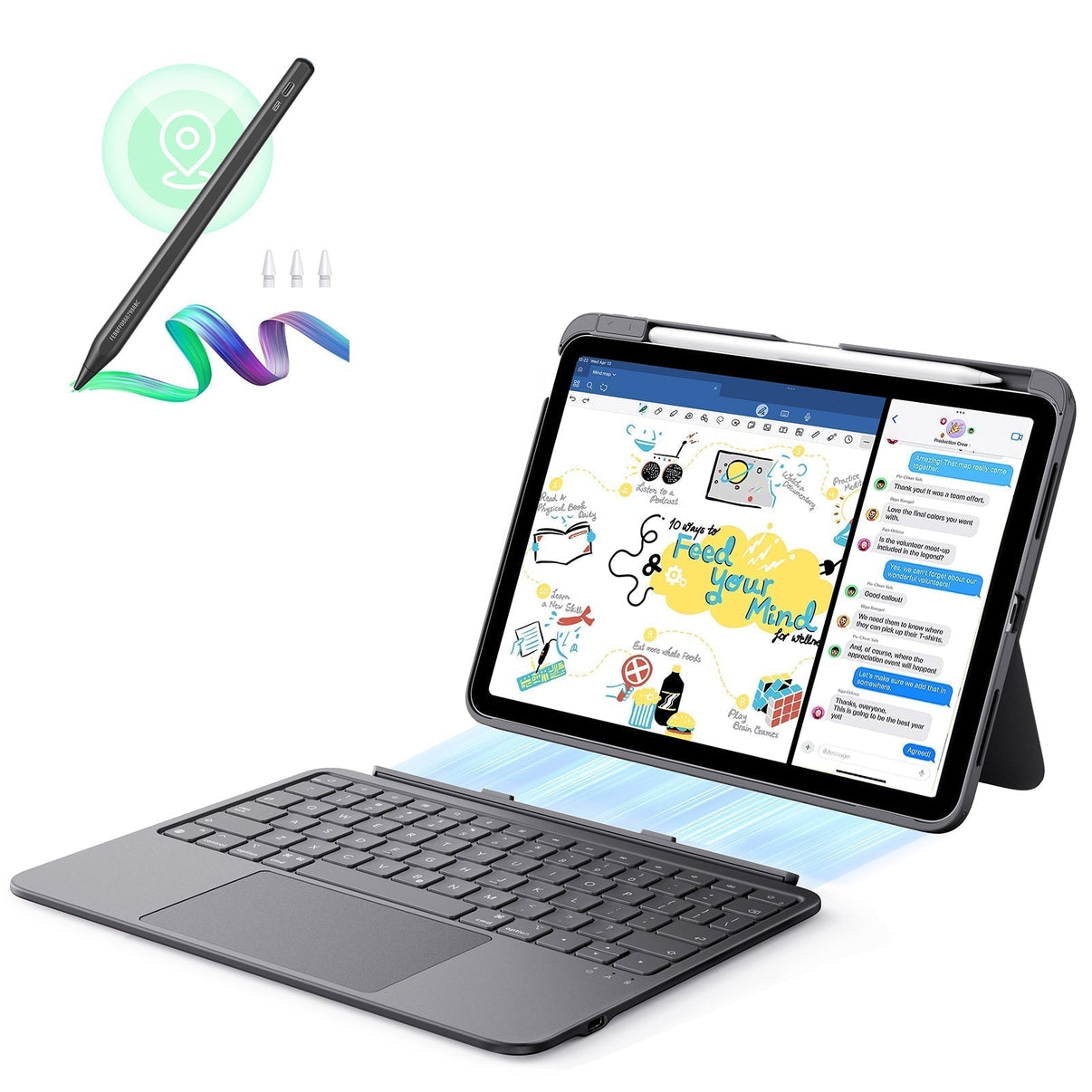 ESR Gray iPad 10th Gen Flex Detachable Keyboard Case & Find-My Pencil