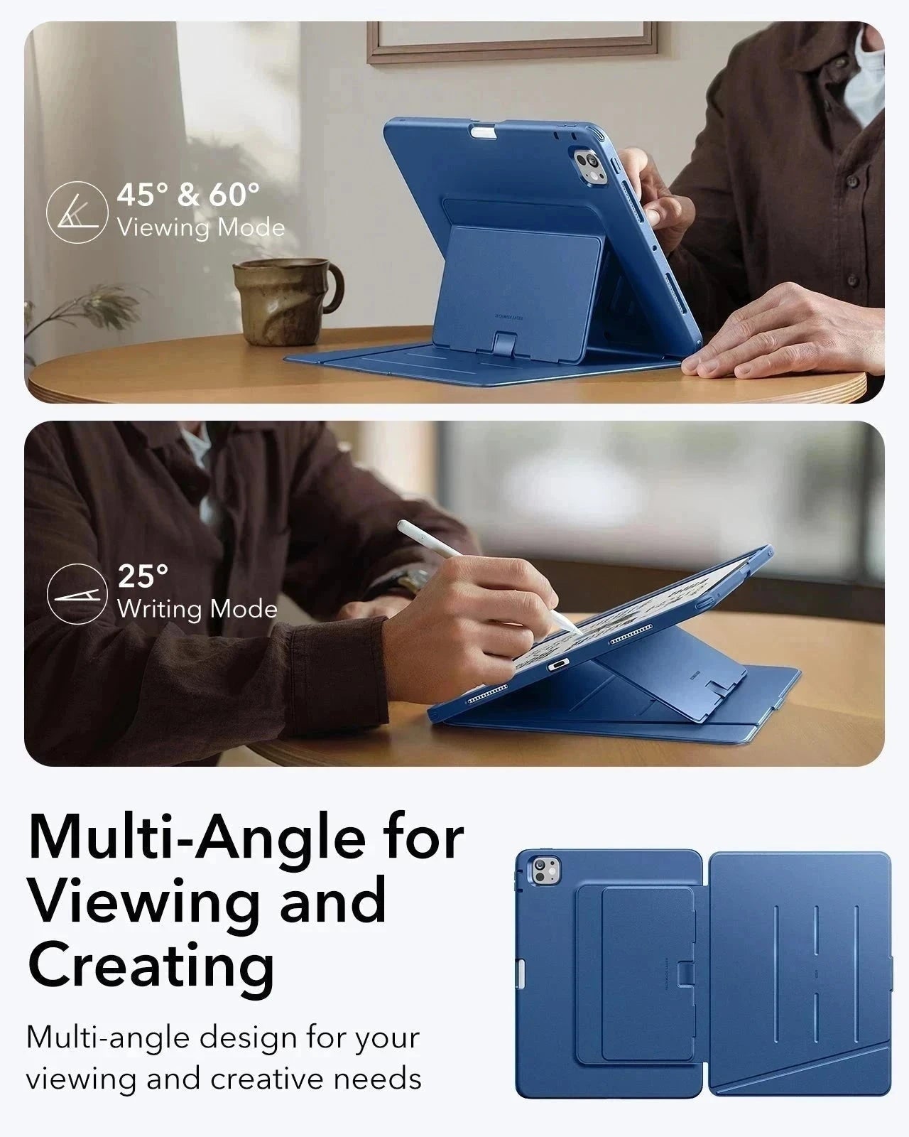 Blue iPad Pro 11 Case (2025) & Pencil with Built-in Find My | ESR Flip