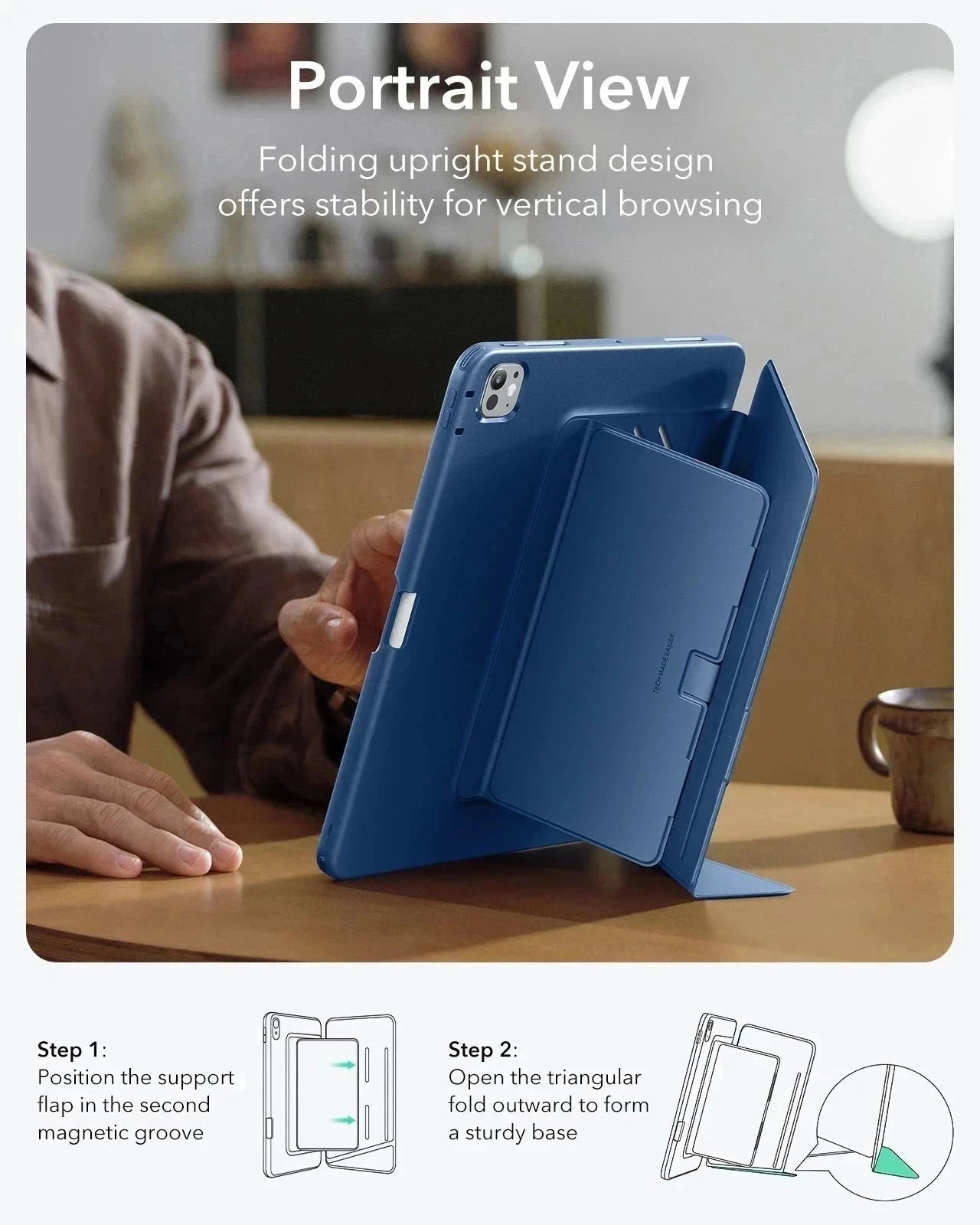 Blue iPad Pro 11 Case (2025) & Pencil with Built-in Find My | ESR Flip